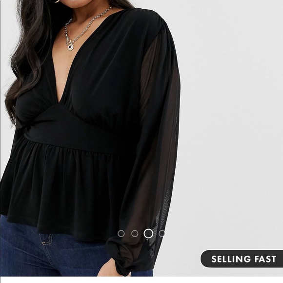ASOS Curve | Tops | Asos Curve Long Balloon Mesh Sleeve | Poshmark